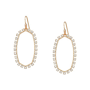 Kendra Scott Elle Open Frame Earrings Rose Gold/Metal White Cz One Size