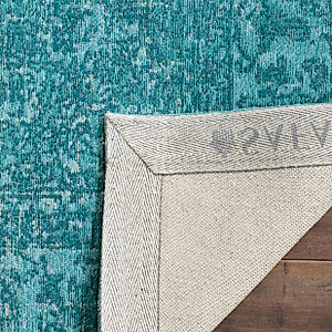 SAFAVIEH Classic Vintage Collection Area Rug - 8' x 10', Aqua, Oriental Medallion Cotton Design, Easy Care, Ideal for High Traffic Areas in Living Room, Bedroom (CLV121E)