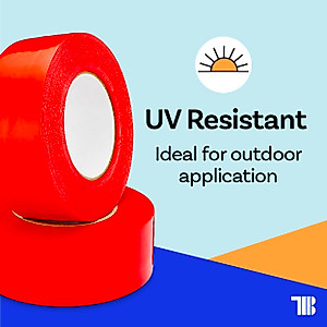 Red Stucco Tape, Case of 24 Rolls, 2 inch x 60 Yards, UV Resistant Polyethylene Tape (PE Tape)