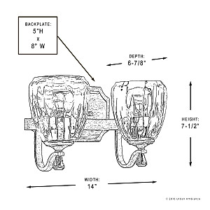 Urban Ambiance Luxury Crystal Bathroom Vanity Light, Medium Size: 7.5" H x 14" W, with French Country Style Elements, Olde Bronze Finish and Clear Water Shade, UHP2031 from The Ravenna Collection