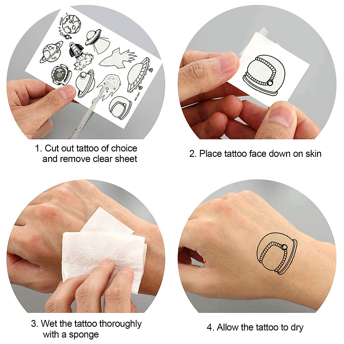 Konsait 140pcs Glow in The Dark Space Temporary Tattoo for Kids,Luminous Solar System Universe Outer Space UFO Temporary Tattoos for Boys Girls Stockings Stuffers Goody Filler Birthday Party Favor