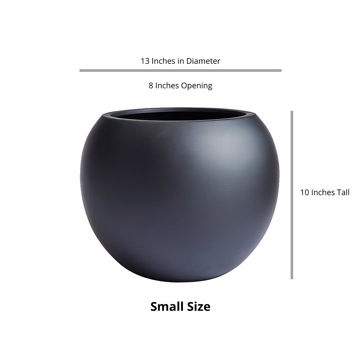 DTY Signature Mount Sherman 1-piece Fiberstone Planter for Indoor/Outdoor, Black, 10" H x 13" Dia (8" pot opening) - Small