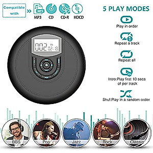 CD Player Portable, Portable CD Player with Built-in Speakers, Rechargeable CD Player for Car and Personal Use, Walkman CD Player with Headphones