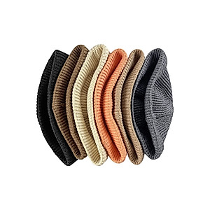 Croogo Watch Cap Work Beanie Knitted Docker Leon Brimless Hat Rolled Cuff Harbour Hat Retro Skull Cap Watch Cap,Black-CT47