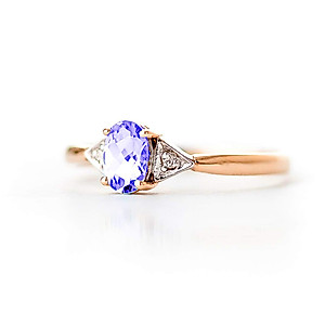 Galaxy Gold GG 14k Solid Rose Gold Ring with Diamonds and Tanzanite - Size 10.0