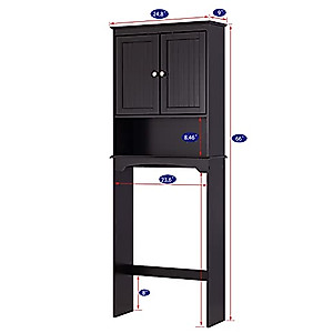 Spirich Home Over The Toilet Storage Cabinet, Bathroom Shelf Over Toilet, Bathroom Storage Cabinet Organizer, Espresso