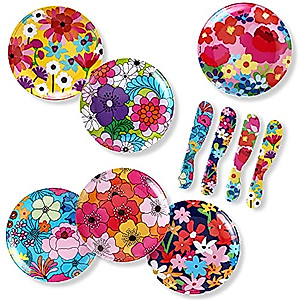 French Bull Assorted Plates-6 Piece Set-Melamine Dinnerware, Serving, Party, Platter, Dish, 6" - Garden Floral Assorted