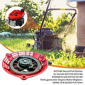 LUSQI Recoil Starter for Honda GCV160 GCV135 Lawn Mower Engines Motor, Pull Start Assembly for Honda EN2000 EN2500 Generator,Red Pull Starter for Honda Parts, 28400-ZL8-023ZA, 28400-ZL8-013ZA