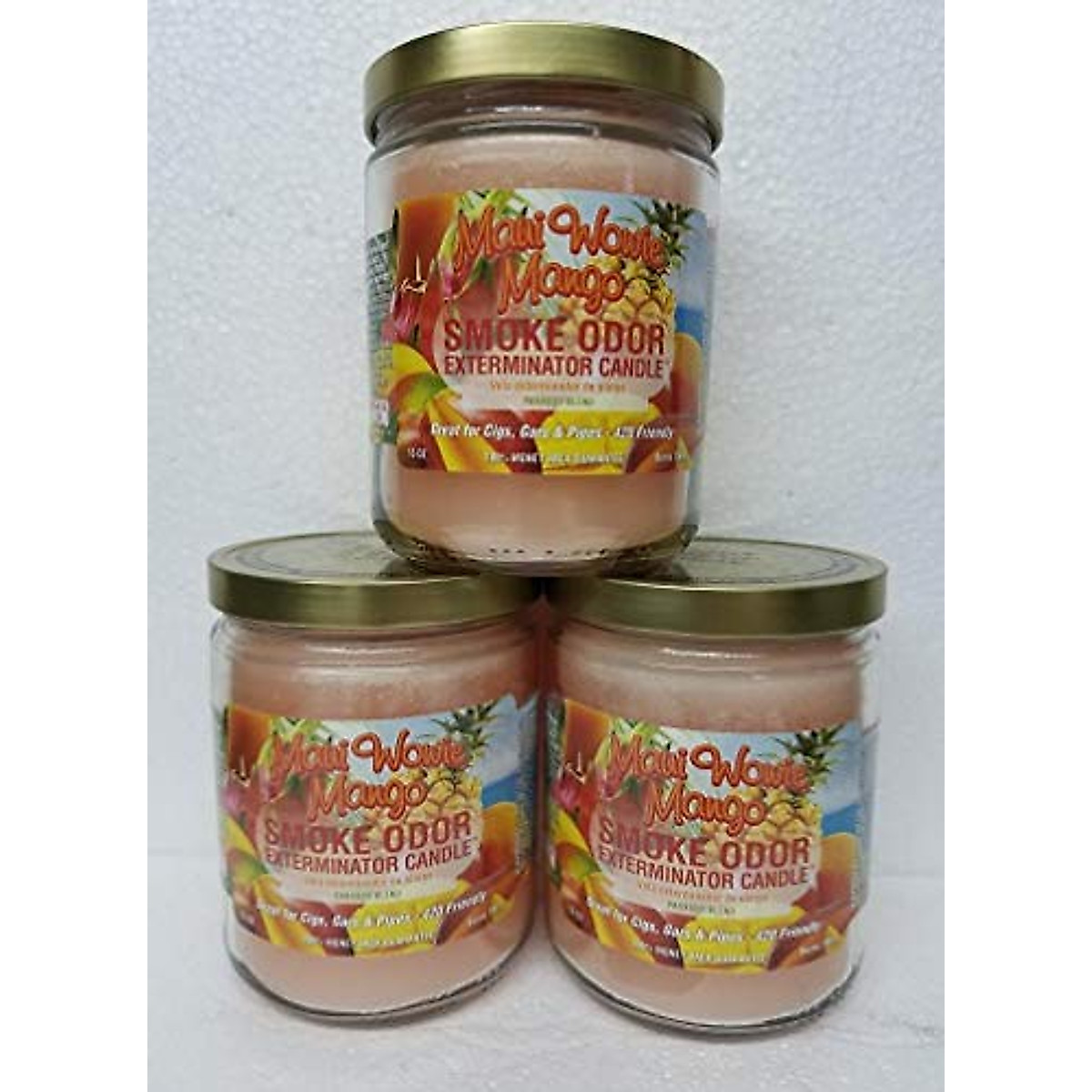 Smoke Odor Exterminator 13oz Jar Candle, Maui Wowie Mango, 13 oz (3)