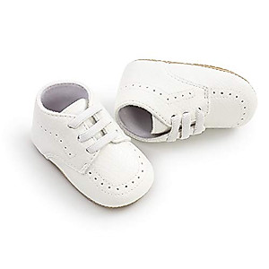BENHERO Baby Girls Boys Leather Shoes Toddler Infant First Walker Soft Sole High-Top Ankle Sneakers Newborn Crib Shoes(6-12 Months Toddler Y/White)