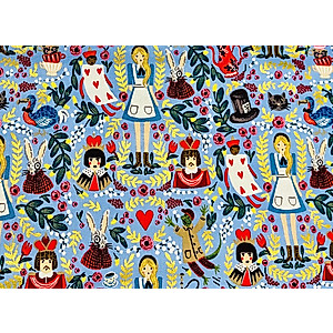 Wonderland - Rifle Paper Co - Periwinkle Metallic Fabric - Cotton+ Steel - Quilting Cotton Fabric - AB8013-002 1/2 Yard 44