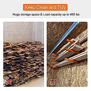Ultrawall Wall Mount Wood Organizer and Lumber Storage Metal Rack with 3-Level - Indoor & Outdoor Use, 2 Pack