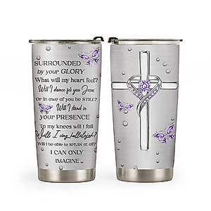 64HYDRO 20oz Christian Gifts for Women, Mom, Friends, Valentines Day Gifts for Her Religious Gifts for Women Printed Jewelry Butterfly Faith I Can Only Imagine Tumbler Cup, Travel Coffee Mug with Lid