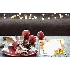 Place Cards for Christmas Party, Editable Name Place Cards, Seating Place Cards for Tables, Tent Style Cards for Wedding, Dinner Party or Any Occasion, Easy Folding, Pack of 25 Escort Cards(A08)