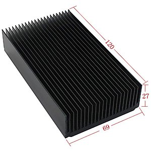 tatoko Black Aluminum Heatsink, Aluminium Heat Diffusion Cooling Fin 120 x 69 x 27mm/ 4.72"(L) x 2.72"(W) x 1.06"(H)