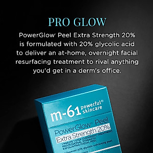 M-61 PowerGlow® Peel Extra Strength 20% - 8 Treatments - 1 minute, 1 step advanced 20% glycolic overnight exfoliating glow peel