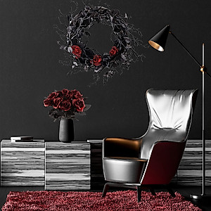 Tuzazo 10pcs Artificial Rose Flower Single Stem Fake Silk Flowers Bridal Wedding Bouquet, Realistic Blossom Flora for Home Garden Party Hotel Office Decorations (Burguandy and Black)