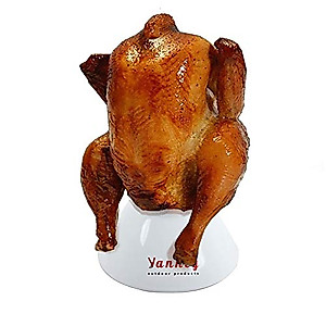 VANKEY Ceramic Chicken Roaster Non-Stick Beer Can Chicken Holder Turkey Stand Vertical Poultry Roast Chicken Accessories Fit for Kamado Joe and Big Green Egg,Primo,Vision,Roast Chicken Utensils（Large）