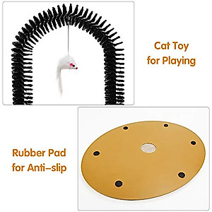 Cat Scratcher,Cat Arch Self Groomer for Indoor Cats,Cat Scratching Post,Pet Face Head Self Grooming Brush,Kitten Hair Massaging Rubbing Brush for Shedding with Bristle & Interactive Hanging Toy