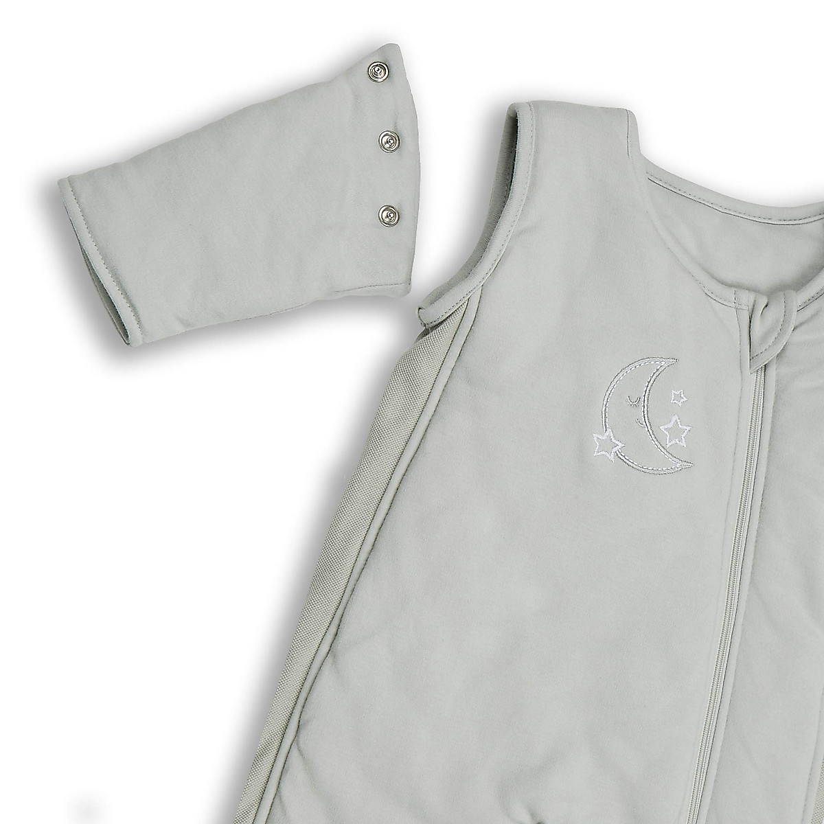 Baby Brezza 3-in-1 Baby Sleepsuit - Unique Swaddle Transition Sleepsuit - Breathable with Mesh Panels - Converts Between Sleepsuit, Wearable Blanket & Sleep Vest, 3-6 Months, Grey