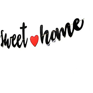 Home Sweet Home Black Glitter Hanging Sign Banner- Welcome Back Sweet Home Banner, Home from War Banner, Military Welcome Back Sweet Home Banner
