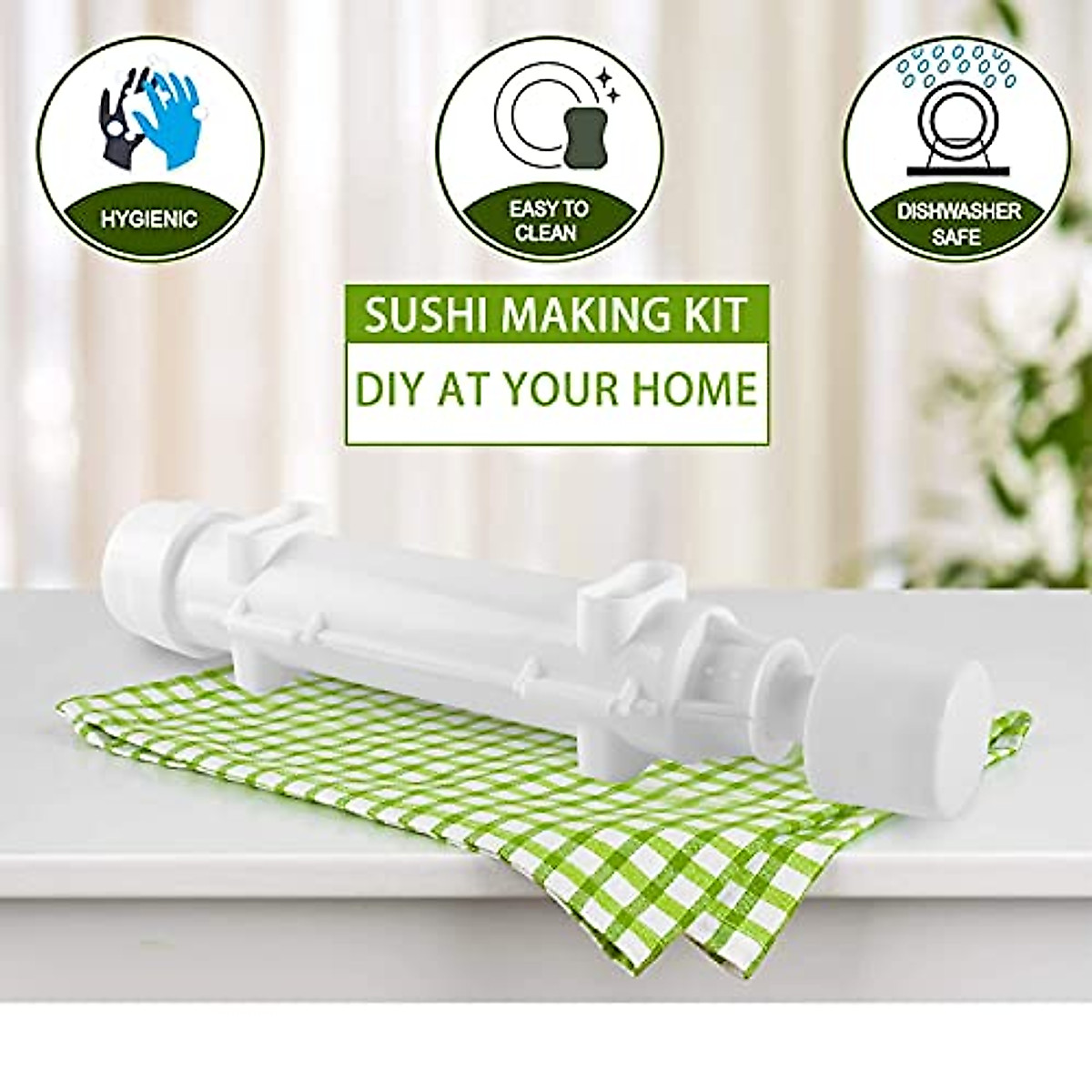 Sushi Roller Bazooka Durable Camp Chef Food Grade Plastic Health and Safety Rice Vegetable Meat DIY Machine Mold for Easy Cooking Sushi Rolls Best kitchen Tool Maker Tube Utensils for Beginner