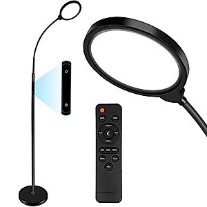 Arslly Floor Lamp,Led Floor Lamp for Living Room, Black Floor Lamp with Remote Gooseneck Office Bedroom Modern Reading Lamps Floor Standing Touch Adjustable 3000K - 6000K 4 Colors & 6 Brightness
