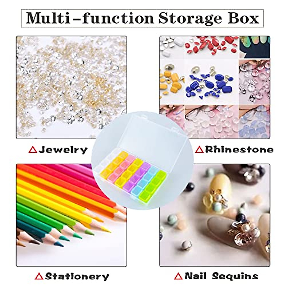 4PCS Embroidery Storage Cases Nail and diamond storage box Acrylic anti-drop transparent color jewelry box diamond painting box (Colorful)