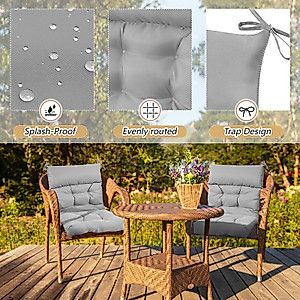 Sintuff 44 x 21 x 4 Patio Chair Cushions Outdoor Chair Cushions Seat/Back Tufted Pillow with Ties All Weather Replacement Indoor Patio Furniture Outdoor Furniture(Light Gray,4 Pcs)