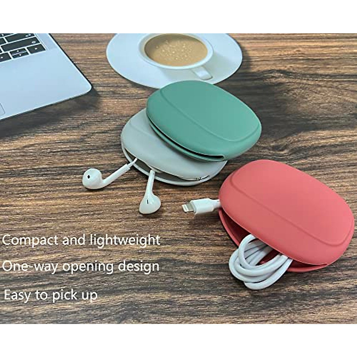CIXVOEMK Silicone Headphone Organizer-Data Cable Storage Case-Mini Key Box-Portable Wired Headphone Organizer(Red-Grey-Green-3PCS)