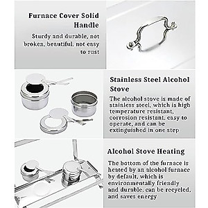 6L Stainless Steel Chafing Dish, for Catering Kitchen Buffet Food Warmer Tray Dining, with Lid & Food Pan & Fuel Holders Frame