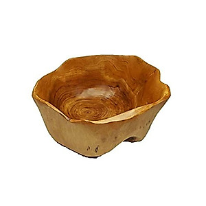 THY COLLECTIBLES Wooden Deep Bowl Handmade Storage Natural Root Wood Crafts Bowl Fruit Salad Serving Bowls (Medium 9"-11")