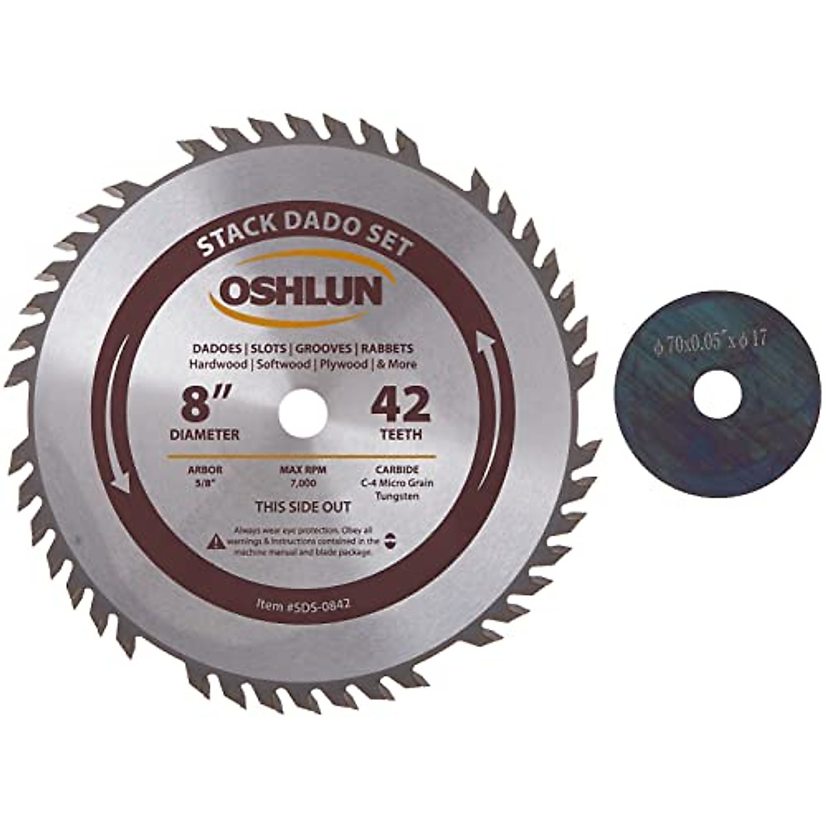 Oshlun SDS-0842 8-Inch 42 Tooth Stack Dado Set with 5/8-Inch Arbor