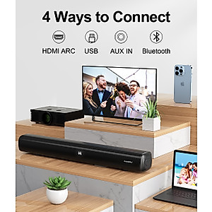 Passau Sound Bars for TV Speaker 22 Inch 60W Full-Range Divers, LED Display, Bass Adjustable, Bluetooth 5.3 Soundbar, HDMI(ARC)/USB/AUX Inputs, 5 EQ Surround Sound System TV Sound Bar for Home Audio