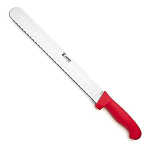 Jero Pitmaster Series Serrated Concavo Slicer - Wide 12" Granton Serrated Edge Blade - Manufactured From German High-Carbon Stainless Steel - Ergonomic Easy Grip Polymer Handle - Ultimate Meat Slicer