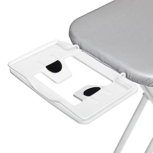 ALIMORDEN Space Saver Ironing Board 43" X 13" with Iron Frame Adjustable Height 28"-35" Easy Storage, Heat Resistant Silicone Tray, Padded Top Grey