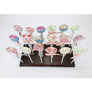 NANGOPOP Cake Pop Stand Display - 18 Hole Rustic Wood Lollipop Holder, Candy or Sucker Stand for Wedding, Baby Shower, Birthday Party - Fit 5/32" (4mm) Lollipop Sticks