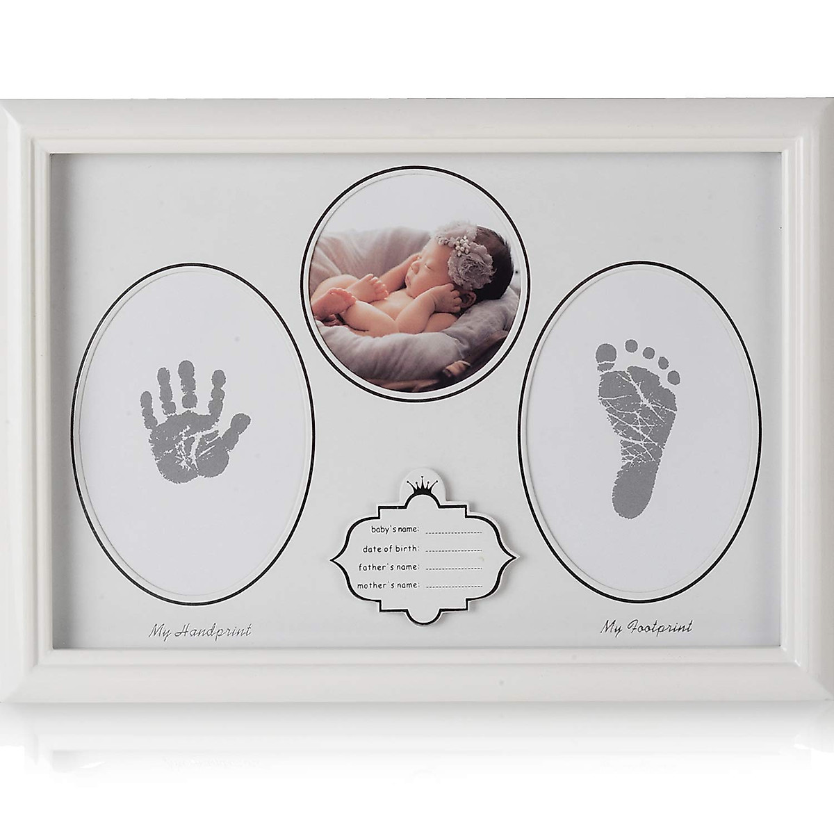 GTweyre Baby Picture Frame Handprint and Footprint Kit First Year Keepsake Photo White Wooden Make Baby Registry Baby Boy Stuff Newborn Baby Shower Gifts, Baby Footprint Kit, Nursery Decor