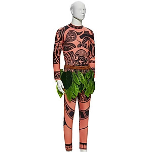 Oispvpes Maui Tattoo Costume Halloween Cosplay Jumpsuit Adult Mens outfit Women dress up 2XL