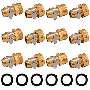 Hourleey Garden Hose Repair Connector with Clamps, Fit for 3/4" or 5/8" Garden Hose Fitting (6-Set)