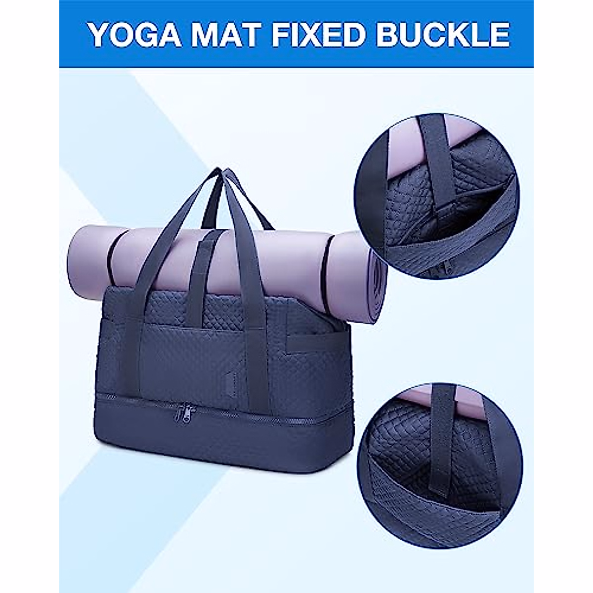 Weekender Bags for Women, BAGSMART 2 Pcs 37L Large Travel Duffle Bag with Shoe Compartment and Wet Pocket for Travel Essentials, Gym Bag Overnight Hospital Bag for Labor and Delivery(Navy Blue)