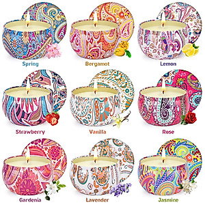 Scented Candles Gifts Set for Women, 9 Pack Aromatherapy Candles Pack Soy Wax Include Lavender, Jasmine and Vanilla Scented for Bridesmaid, Birthday, Valentine's, Mother's Day, Bath, Yoga