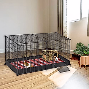 BWOGUE Large Grass House for Guinea Pigs,Hand Woven Straw Hut Foldable Small Animal Play Hideaway Bed with Double Openings Playhouse for Bunny Guinea Pig Chinchilla Ferret