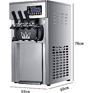 1200W Commercial Soft Serve Ice Cream Maker, 16~18L/H Slushy Ice Cream Machine Professional with LED Display - 3 Tastes, CE/FCC/CCC