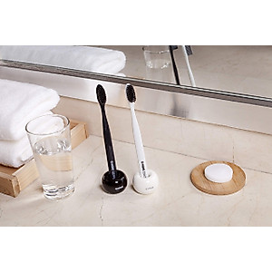 [Kent] Oral Care Charcoal toothbrush Slim teeth whitening brush for adults and children - Ultra Soft Bristles - Black & White - 4 Pieces