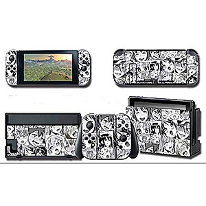 Alvhntr Anime girl rem Vinyl Skin Decal Stickers for Nintendo Switch, Anime Protector Wrap Cover Protective Faceplate Full Set Console Joy-Con Dock (rem 2737)