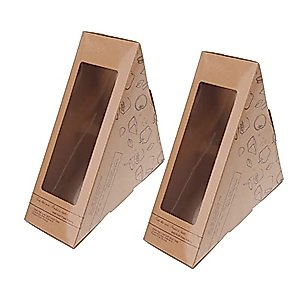 FUNOMOCYA 100pcs Boxes Sandwich Box Mini Food Containers Mini Muffin Plastic Cake Stand Mini Cupcake Box Triangle Sandwich Box Food Packaging Boxes Baking Food Box Sandwich Packaging Box Set