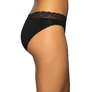 Vanity Fair womens Flattering Lace Panties Underwear, Bikini - 3 Pack Black/Black/Black Stripe, Large US
