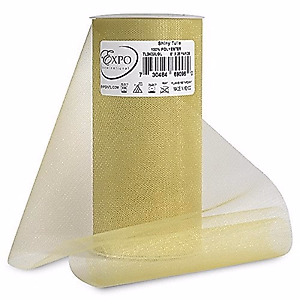 Expo Shiny Tulle Spool of 25-Yard, Light Gold