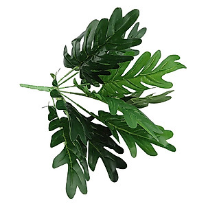 Jacksing Faux Leaf, Plastic Artificial Faux Foliage Green Grass Plant Leaf Home Office Party Garden Interior